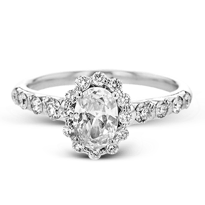 Halo Engagement Ring in 18K Gold with Diamonds – Charleston Alexander ...