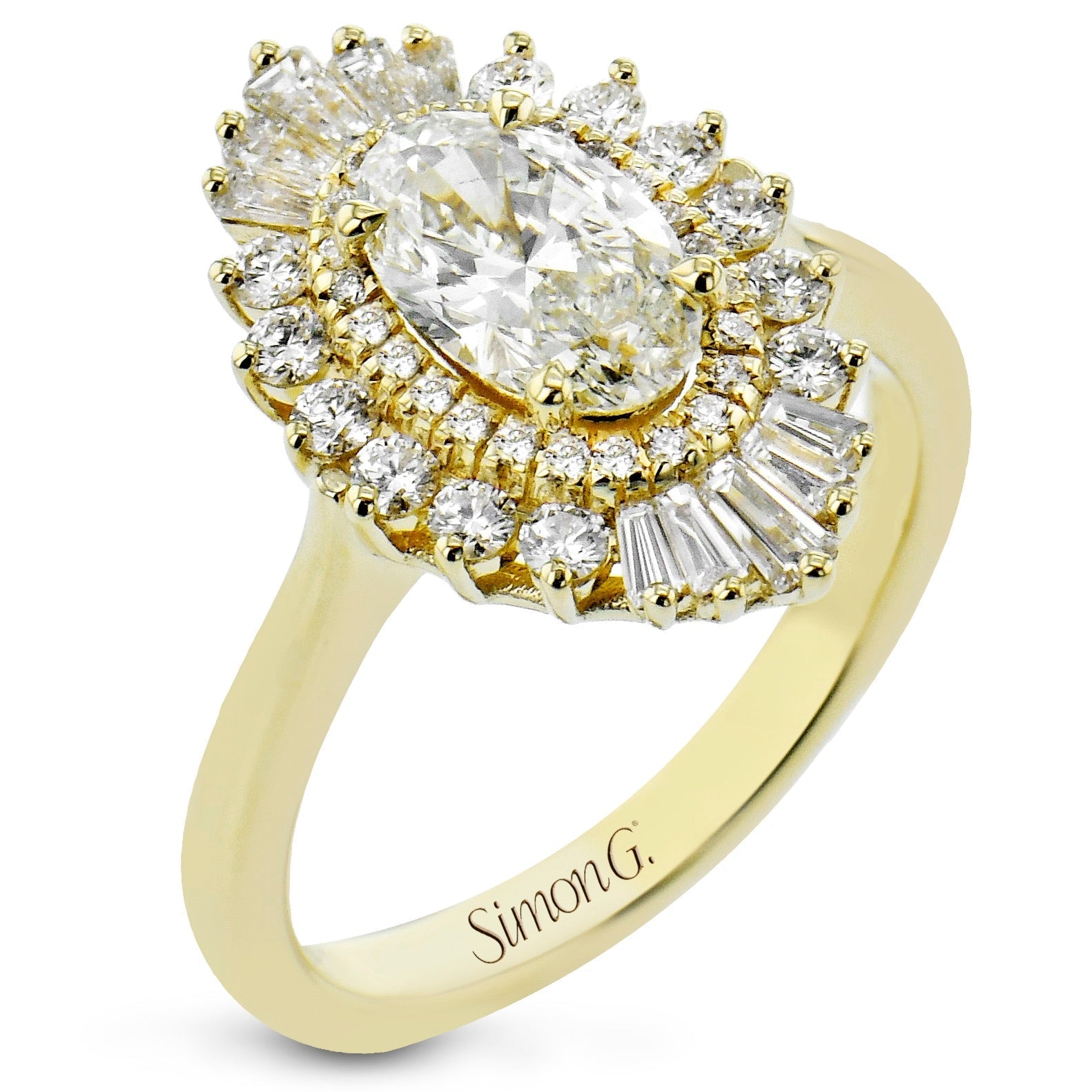 Oval-Cut Halo Engagement Ring In 18k Gold With Diamonds – Charleston ...