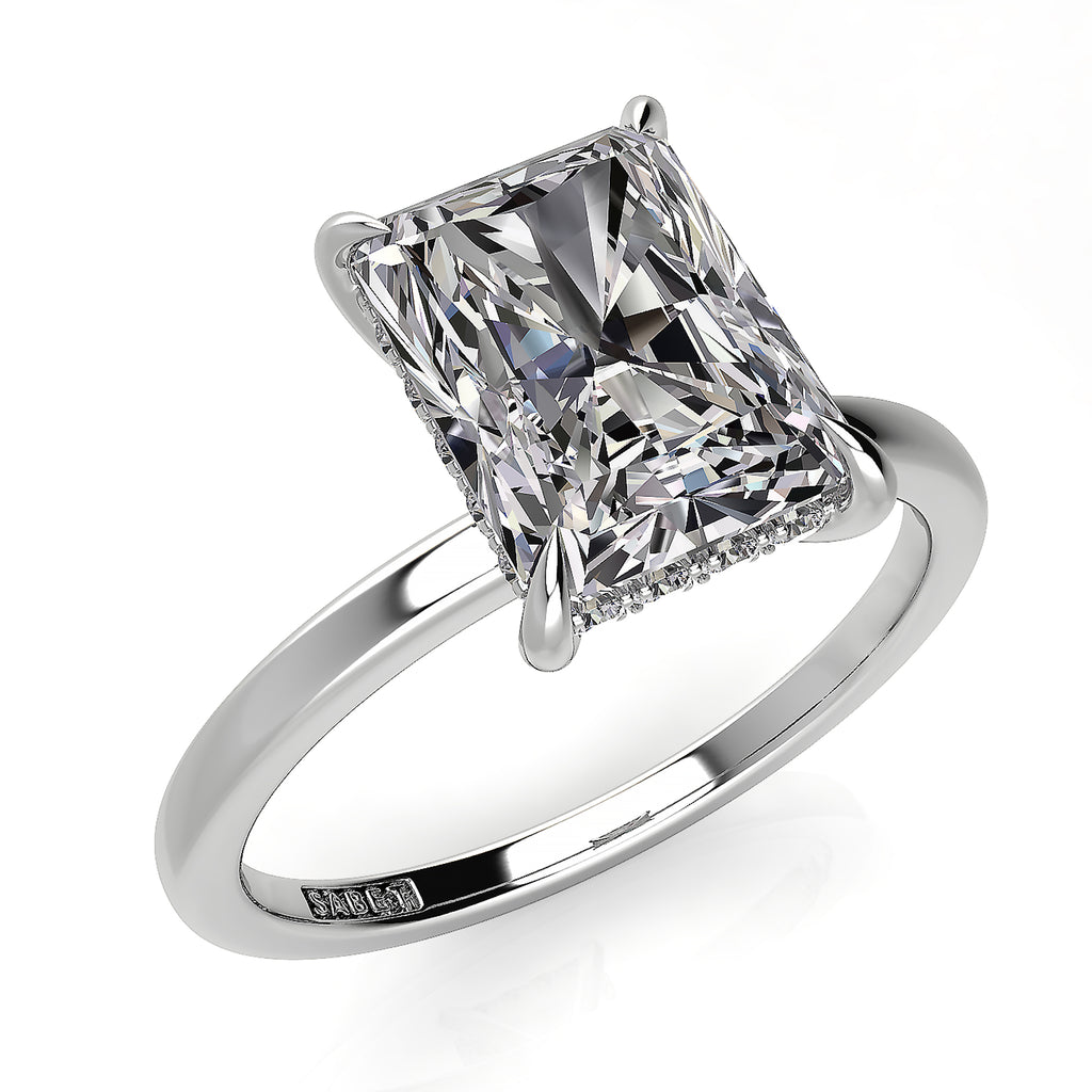 Solitaire Radiant Hidden Halo Engagement Ring – Charleston Alexander ...